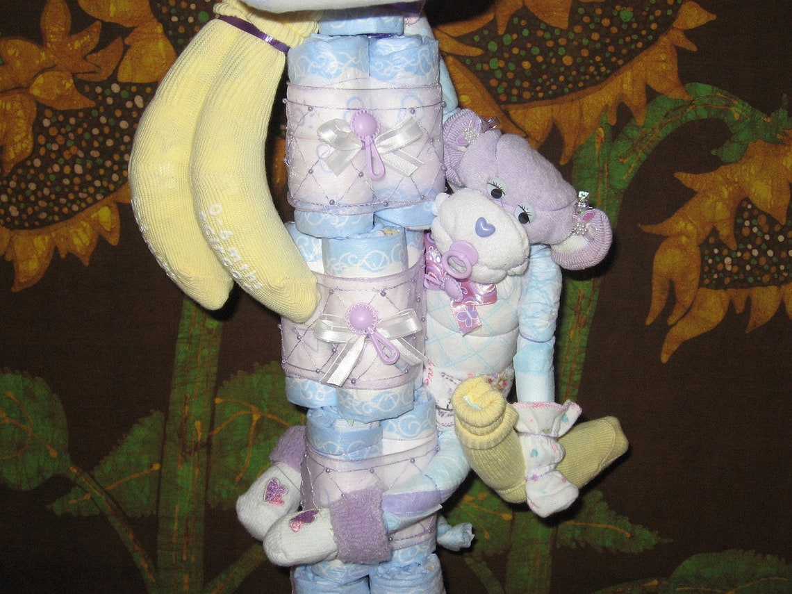 Instructions for a Diaper Banana Tree. Jungle Diaper Cake. Baby Shower ...