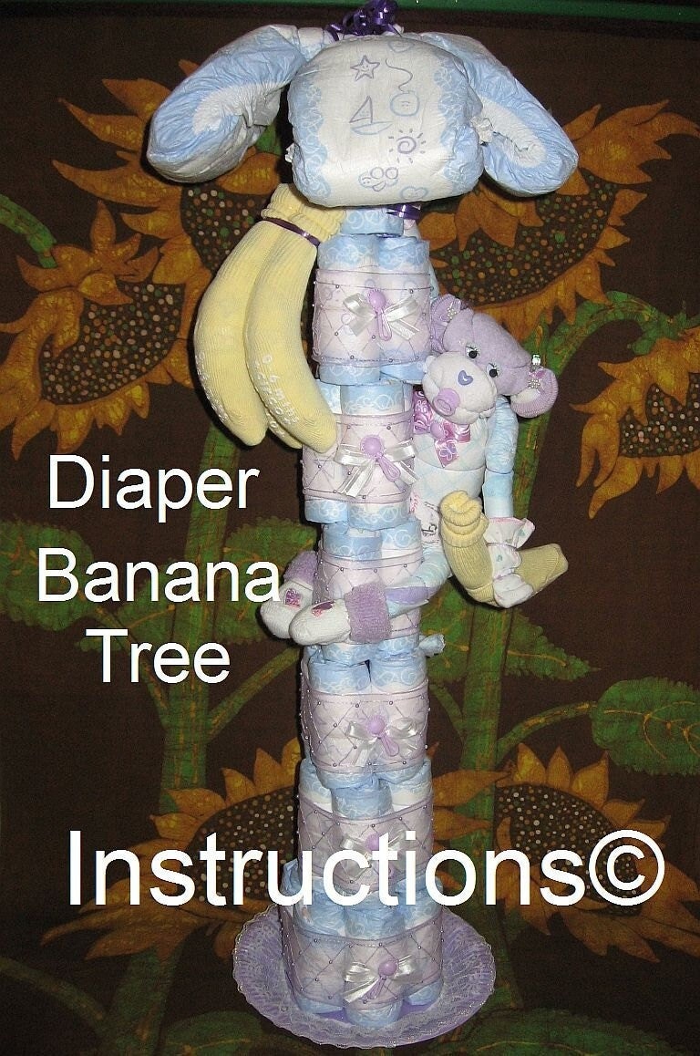 Instructions for a Diaper Banana Tree. Jungle Diaper Cake. Baby Shower ...
