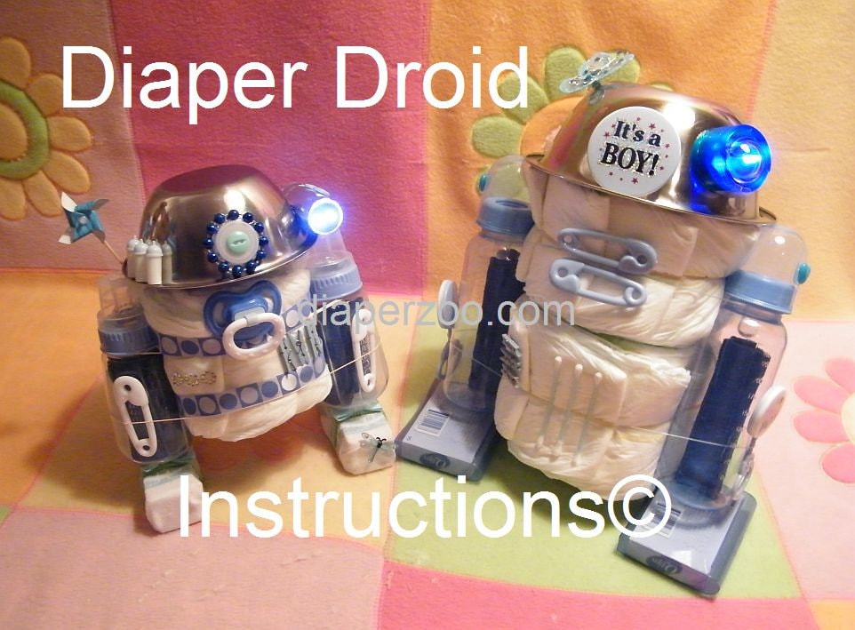 INSTRUCTIONS Diaper Droids R2D2 Star Wars Inspired - Diaper Cake Shower ...