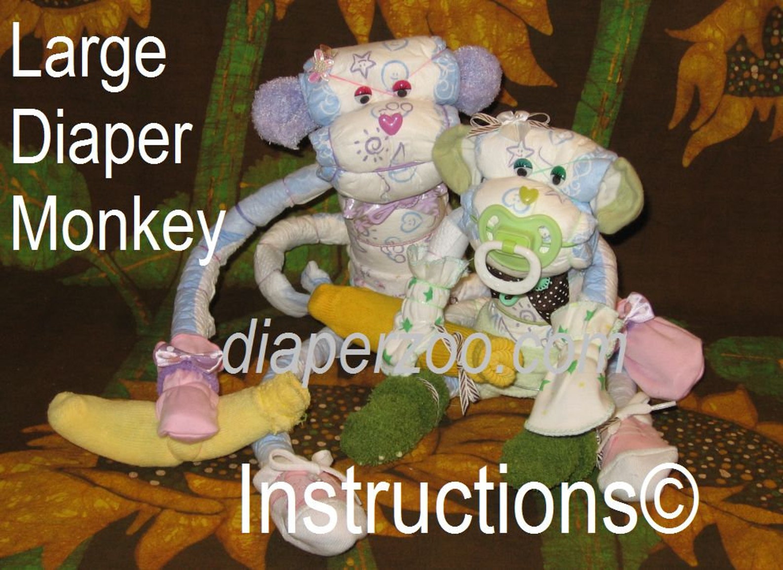 Learn 2 Make a Large MONKEY From Diapers & It's Banana | Etsy