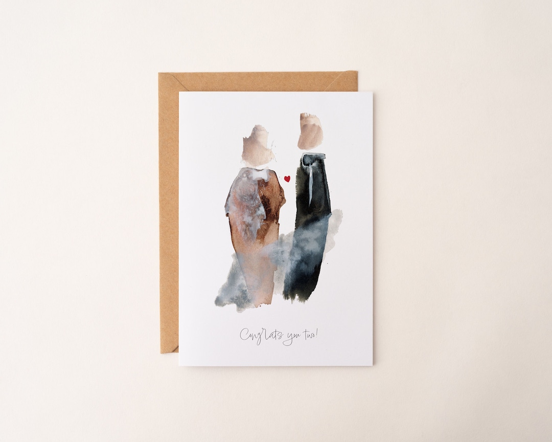 Personalized Just Married Card, Neutral Gender Wedding, Congratulations ...