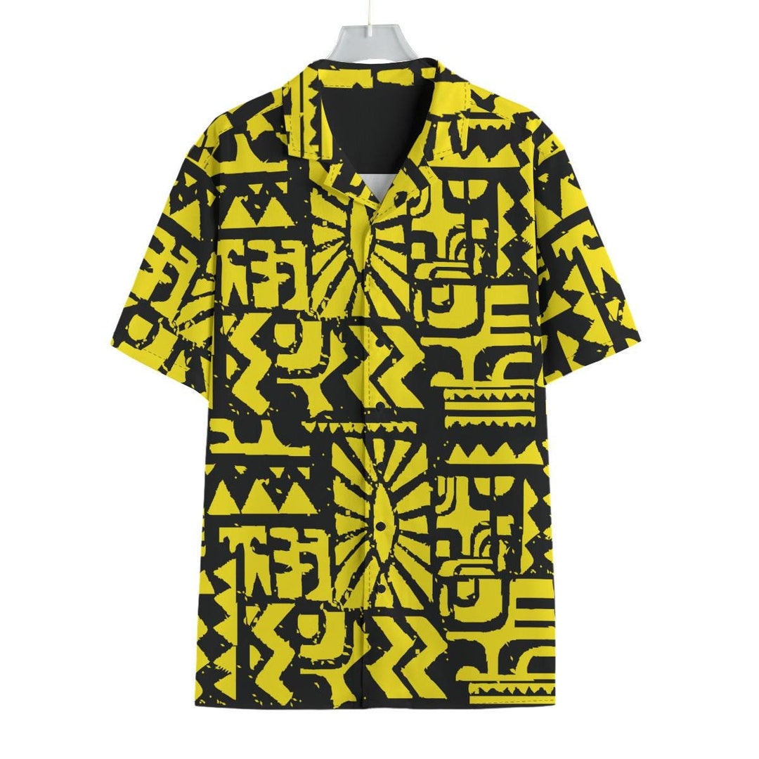 Yellow and Black Aztec Shirt Costume Eleven Button Up - Etsy