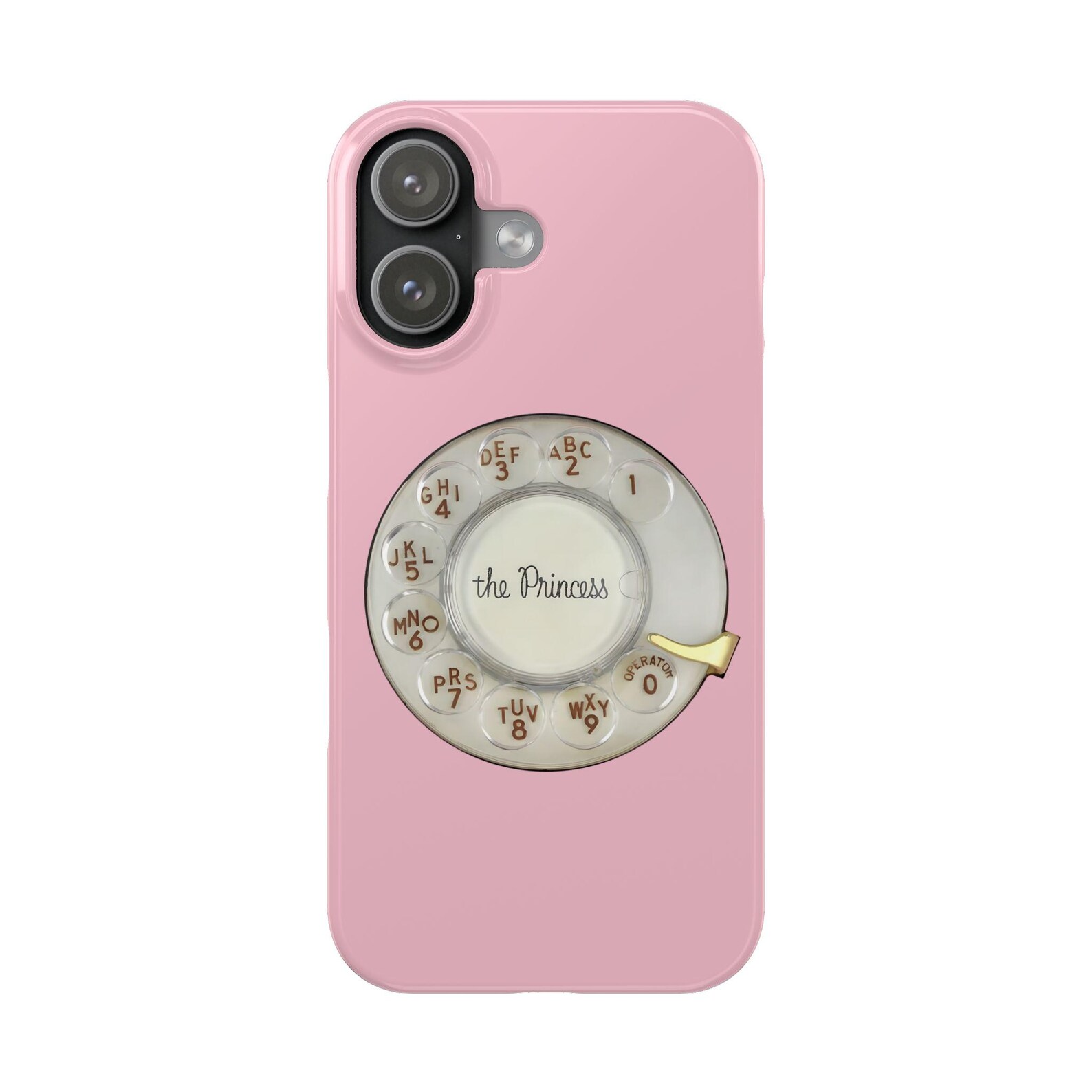 Retro Pink Princess Rotary Dial Slimline iPhone Case - 17 16 15 14 13 ...