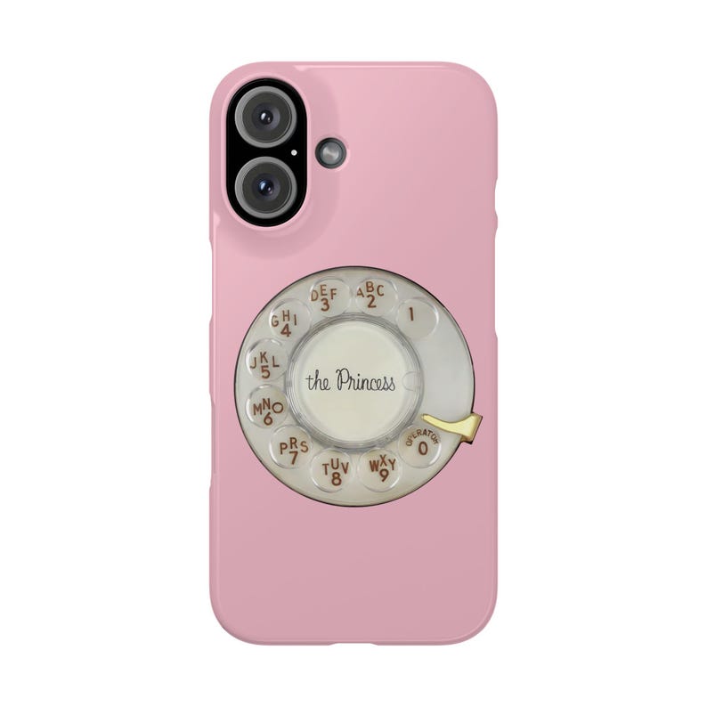 Retro Pink Princess Rotary Dial Slimline iPhone Case - 17 16 15 14 13 ...