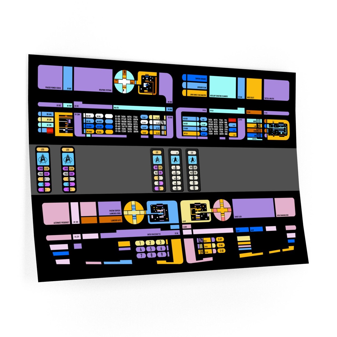 Worf Tactical Security and Weapons Station Decal LCARS All 3 Panels ...
