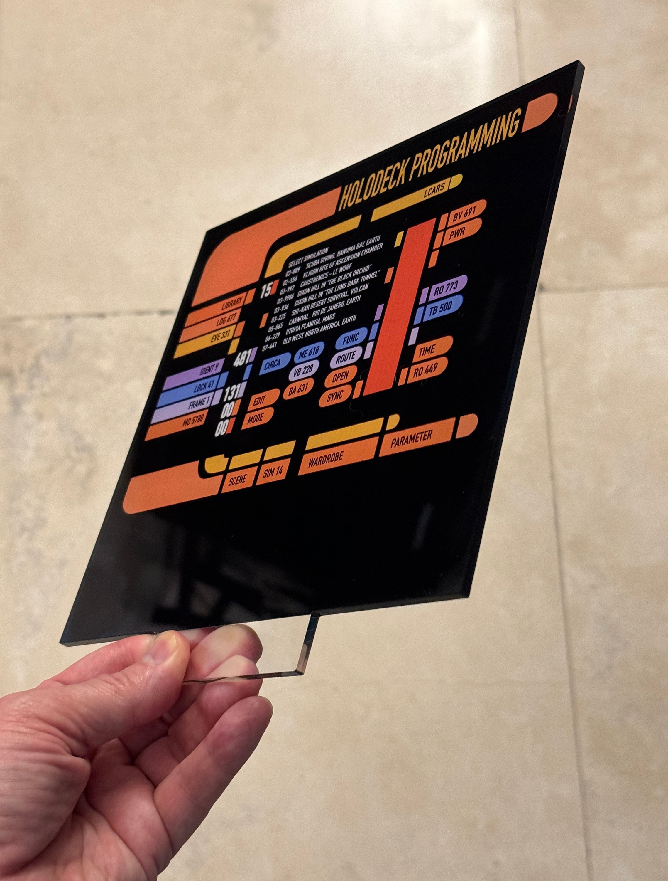 TNG LCARS Holodeck Controls Acrylic Prop - Etsy