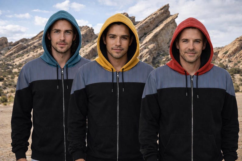 Movie Era Starship Uniform Inspired Zip up Hoodie in Red - Tannish Gold ...
