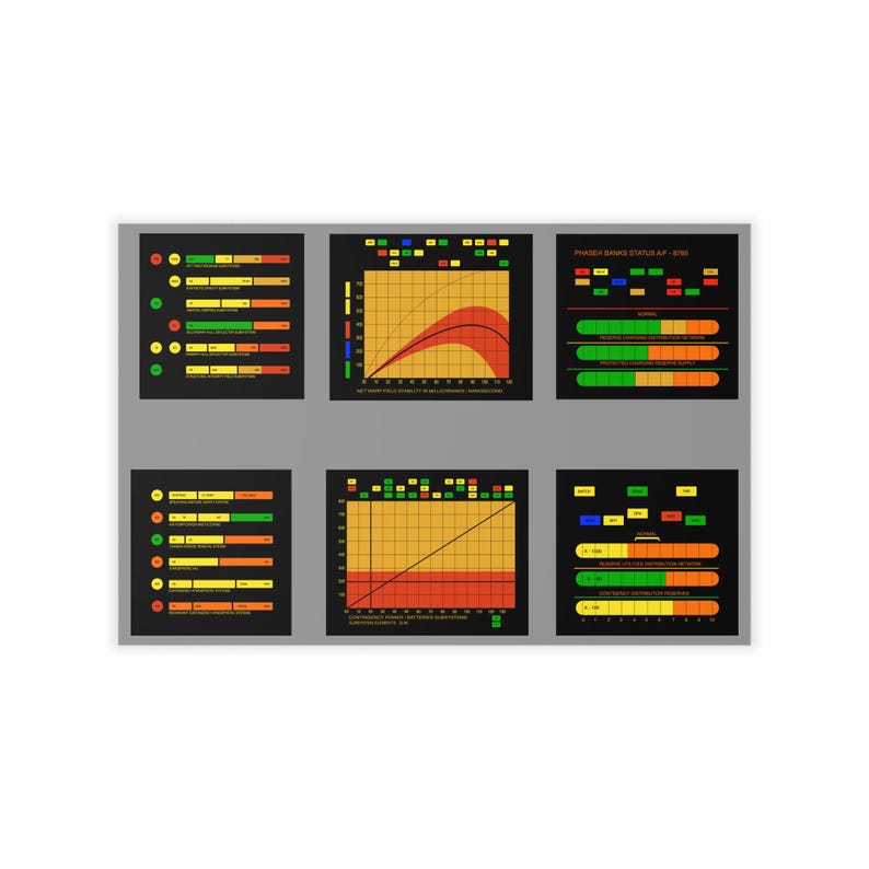 TOS Enterprise Scale Engineering Bridge Displays Wall Decal Prop Set 1 ...