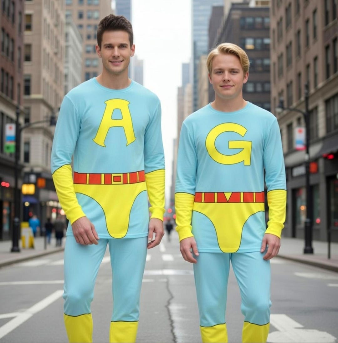 Super Hero Duo Costume Men's Pajamas - Couples Costume - Ace - Gary - Etsy