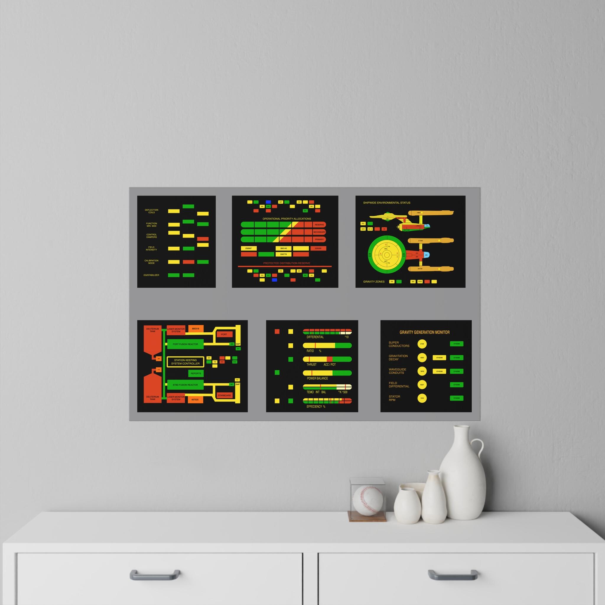 Starfleet Scale Engineering Bridge Displays Wall Decal Prop Set 2 LCARS ...