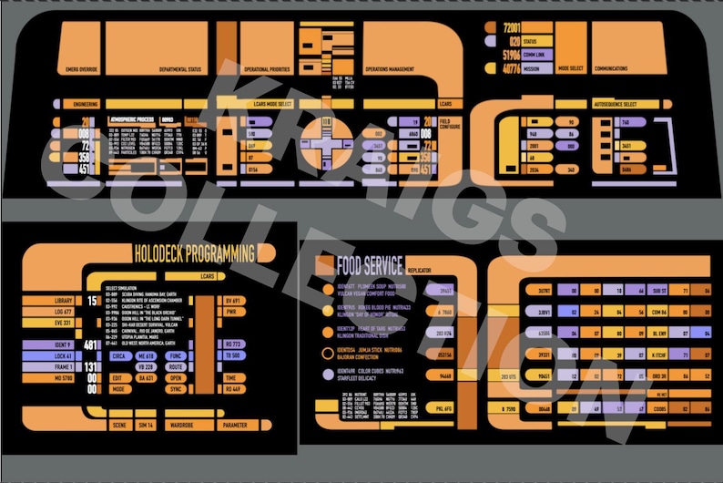 Starship LCARS Displays -navigation - Replicator - Holodeck Prop Wall ...