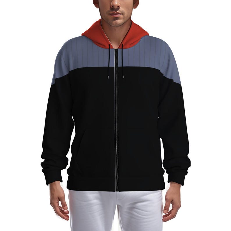 Movie Era Starship Uniform Inspired Zip up Hoodie in Red - Tannish Gold ...