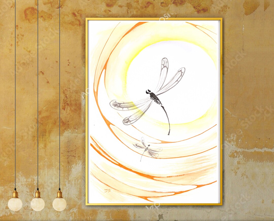 Neurographic Sunny Elegance. Hand Painted Modern Abstract Watercolor ...