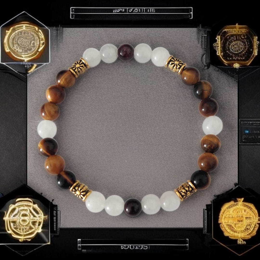 Jayce – Arcane Bracelet | Garnet, Tiger's Eye, White Jade | Ambition ...