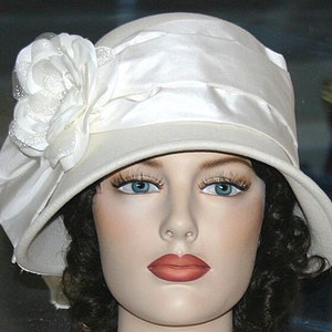 Women's Wedding Flapper Hat Cloche Church Winter Hat Tea Party Gatsby ...