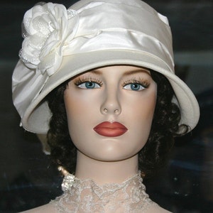 Women's Wedding Flapper Hat Cloche Church Winter Hat Tea Party Gatsby ...