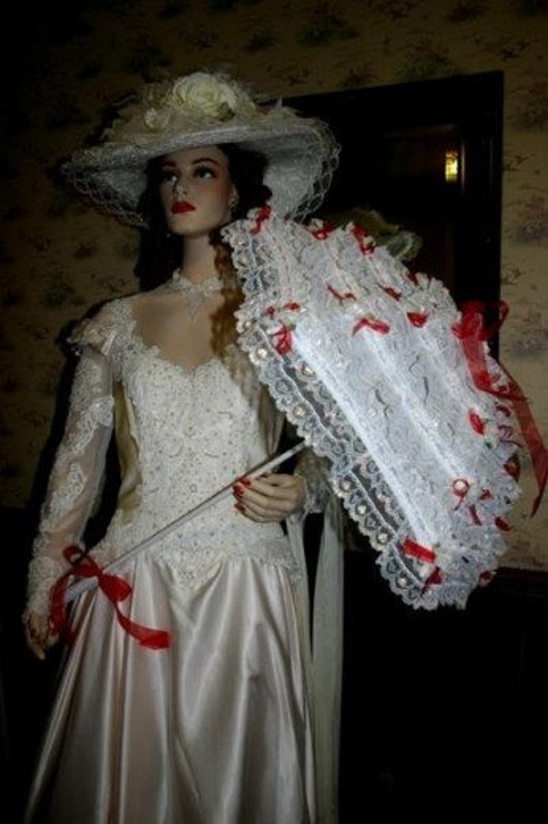 Victorian White Lace Parasol Edwardian Style - My Sweetheart- Designed ...