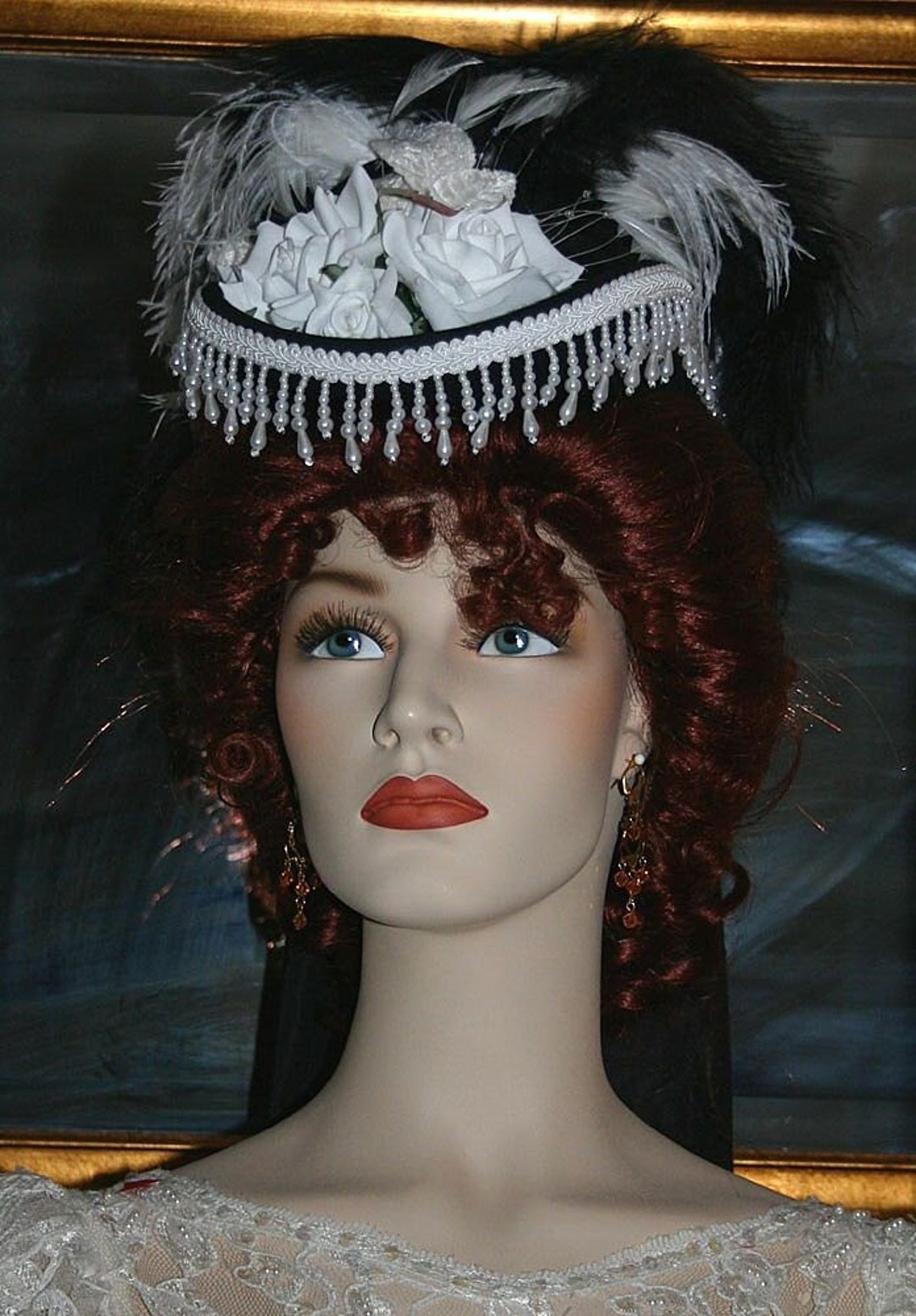 Victorian French Fashion Hat Handmade Tea Party Hat Black White ...