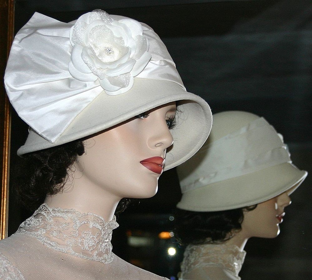 Women's Wedding Flapper Hat Cloche Church Winter Hat Tea Party Gatsby ...