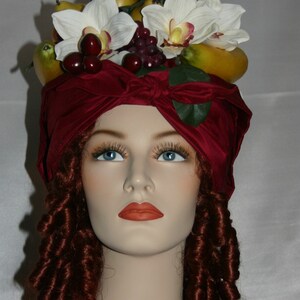 Carmen Miranda Fruit Hat: Tropical Party Headpiece With Ostrich Feather ...