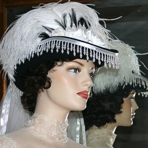 Victorian Wedding French Hat Tea Party Handmade Hat Black White SASS ...