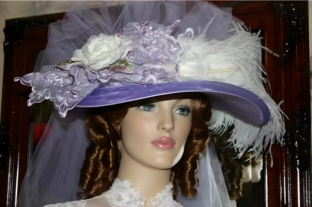 Women's Victorian Hat Lavender Tea Party Hat Garden Party Fashion Hat ...