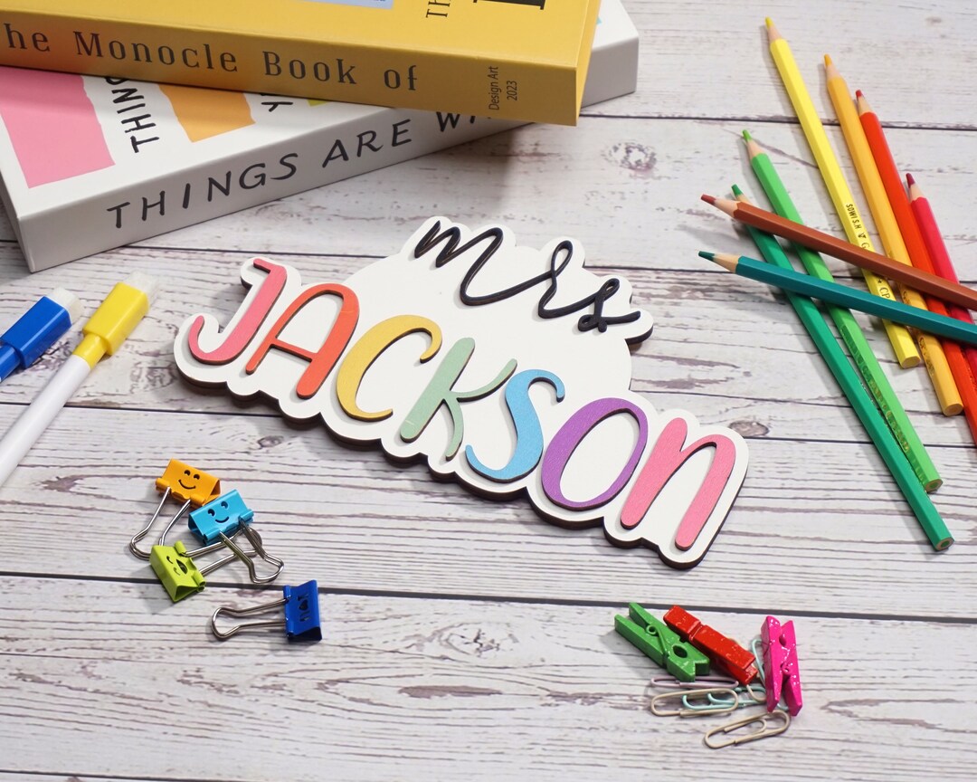 Personalized Teacher Wooden Door Sign, Personalised Teacher Name Sign ...