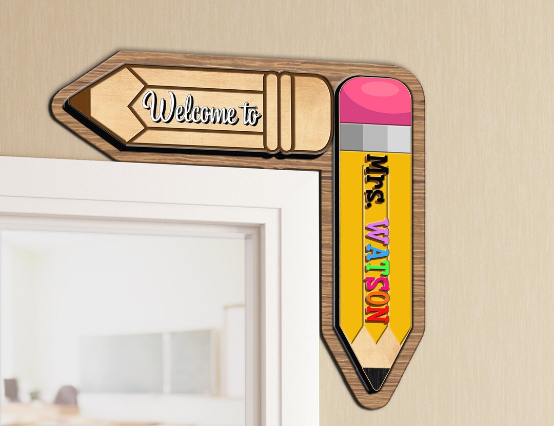 3D Teacher Door Corner Sign, 2-layer Pencil Corner Sign, Classroom ...