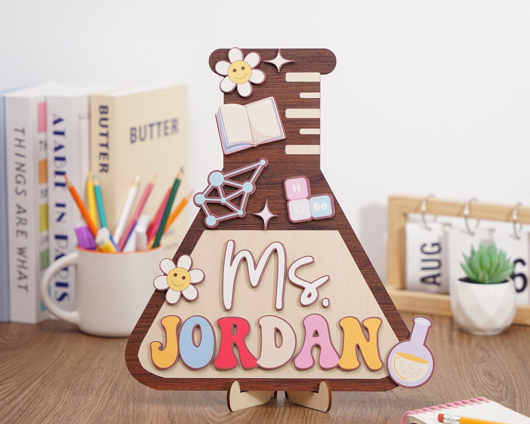 Custom 3D Science Teacher Name Sign, Personalised Science Teacher Sign ...
