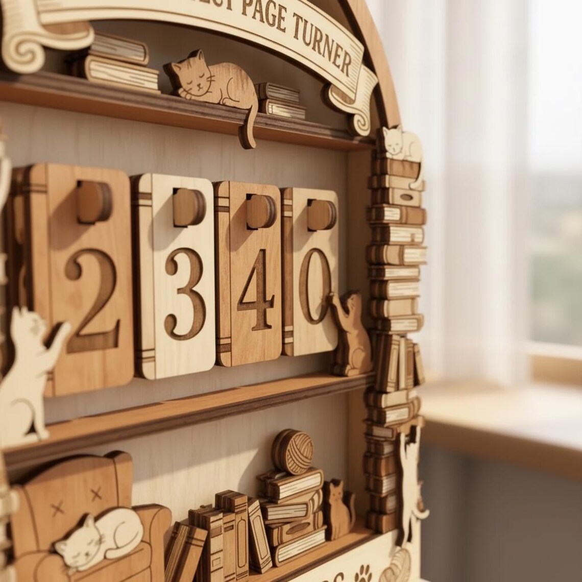 Personalized Wooden Book Tracker for Cat Lovers Custom Reading Goal ...