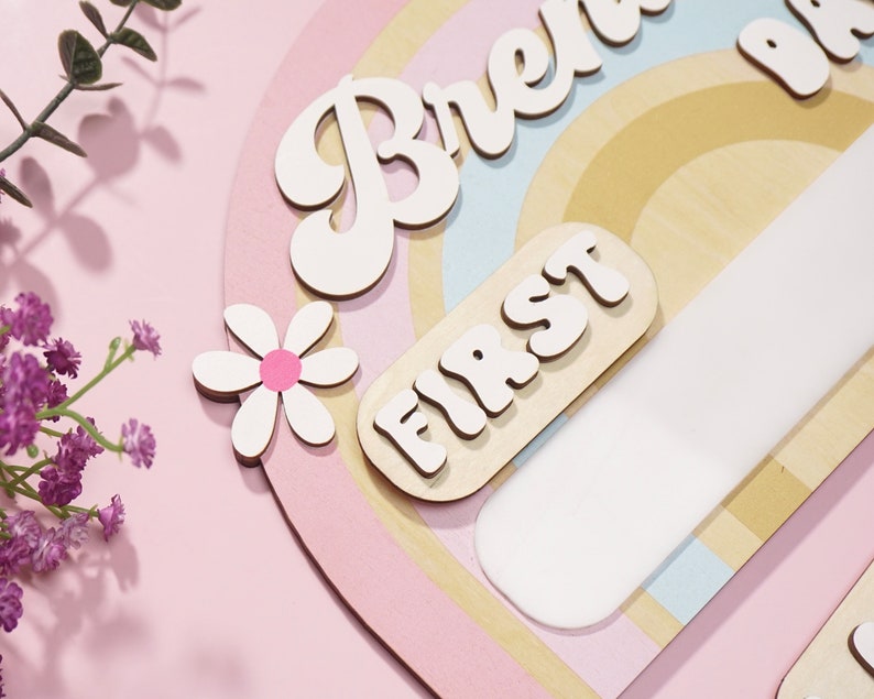 First Day & Last Day of School Sign Rainbow Shape Acrylic Reusable ...