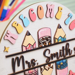 Personalized Teacher Name Sign, Multi-layer Teacher Name Sign, Pencil ...