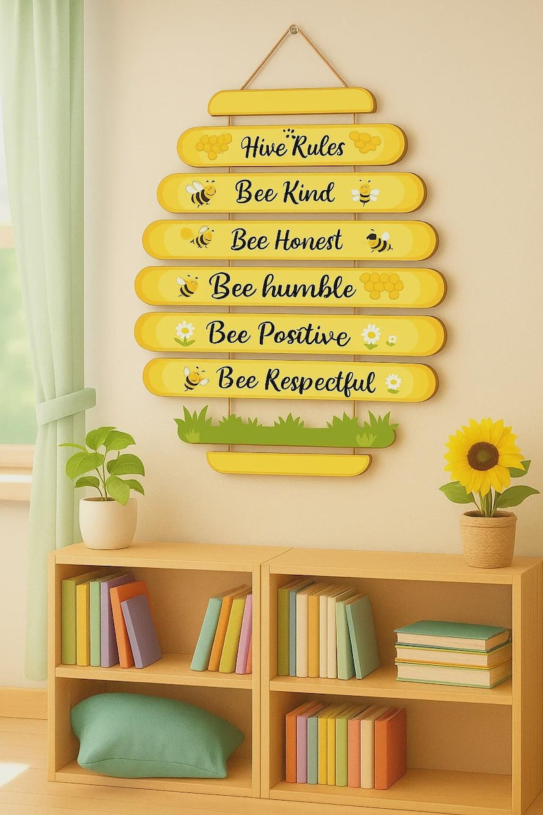 Bee Classroom Door Sign - Hive Rules, Bee Kind Decor - Etsy