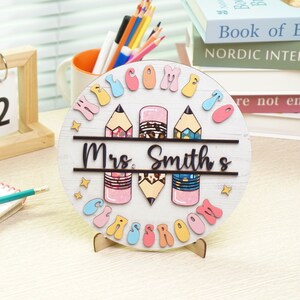 Personalized Teacher Name Sign, Multi-layer Teacher Name Sign, Pencil ...