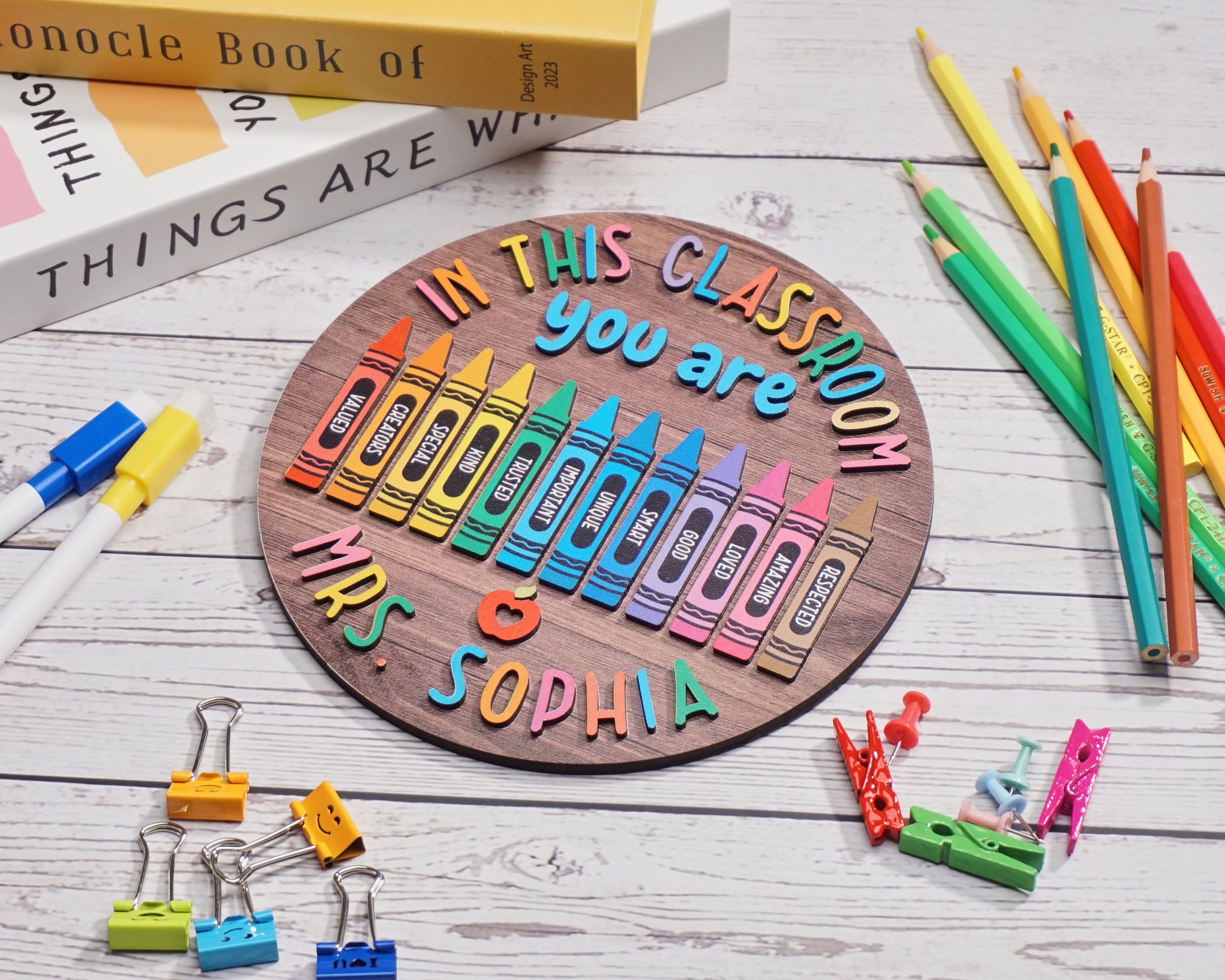 Personalized Teacher Name Sign, 2-layer Custom Name Teacher Sign ...