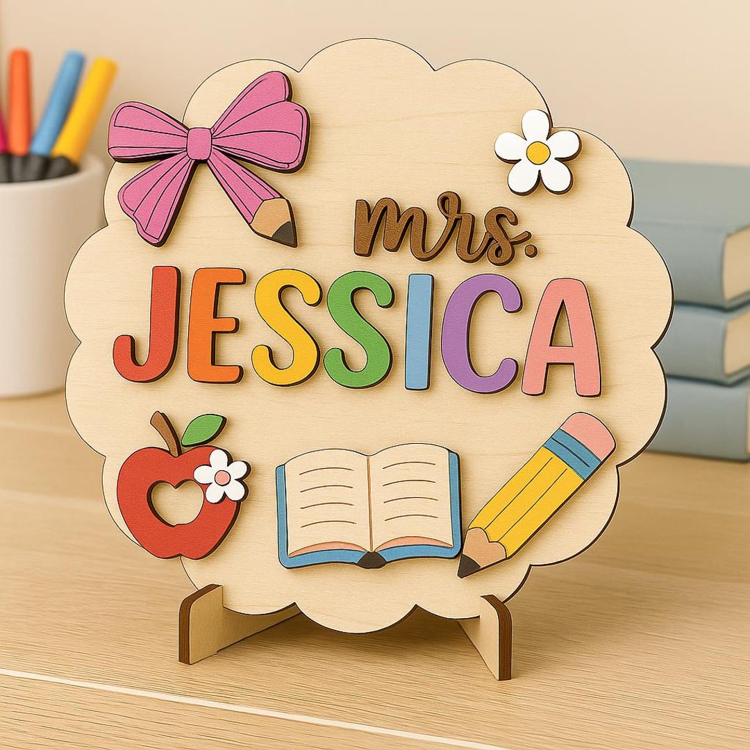 Custom Teacher Door Sign – 3D Personalized Classroom Name Plaque, Back ...