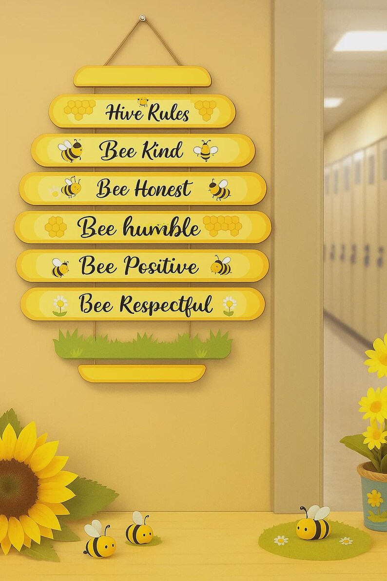 Bee Classroom Door Sign - Hive Rules, Bee Kind Decor - Etsy