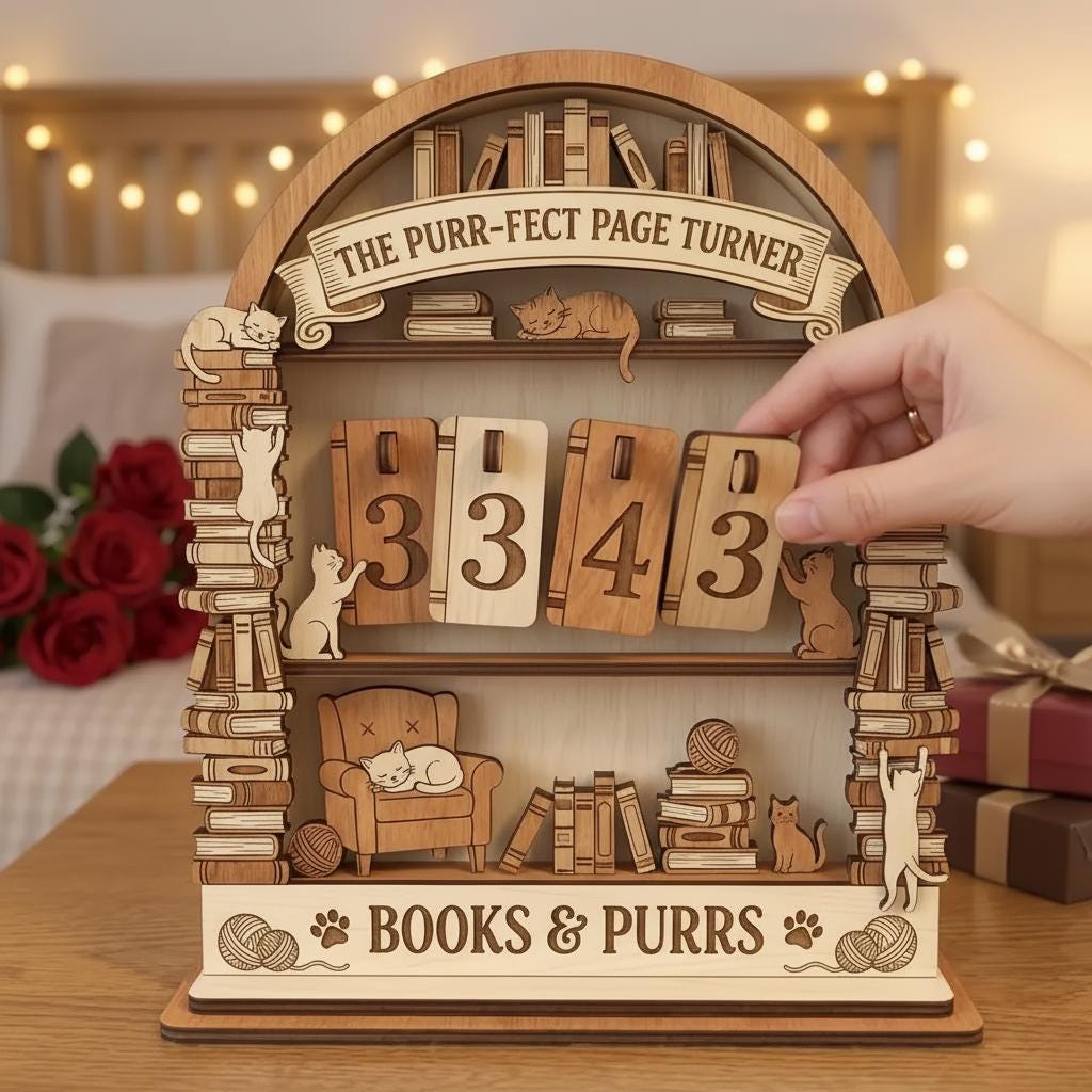 Personalized Wooden Book Tracker for Cat Lovers Custom Reading Goal ...