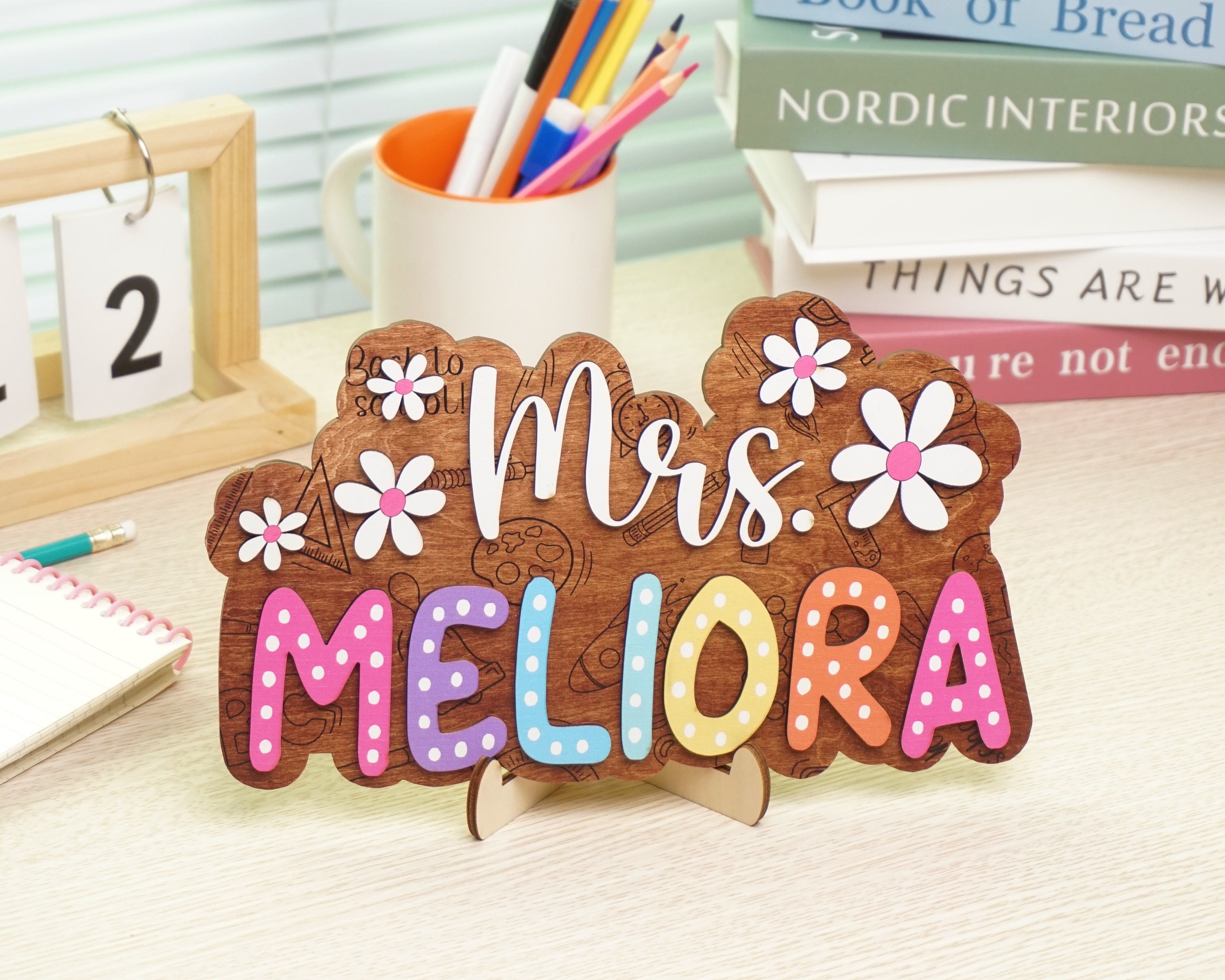 Personalised Teacher Door Sign, Multi-layer Teacher Name Sign, Teacher ...