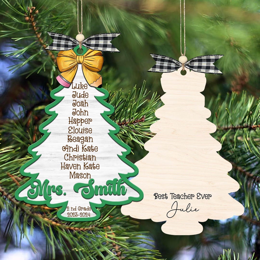 Engraved Teacher Ornament, Custom Class List Keepsake, Perfect Gift for ...