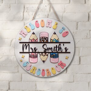 Personalized Teacher Name Sign, Multi-layer Teacher Name Sign, Pencil ...