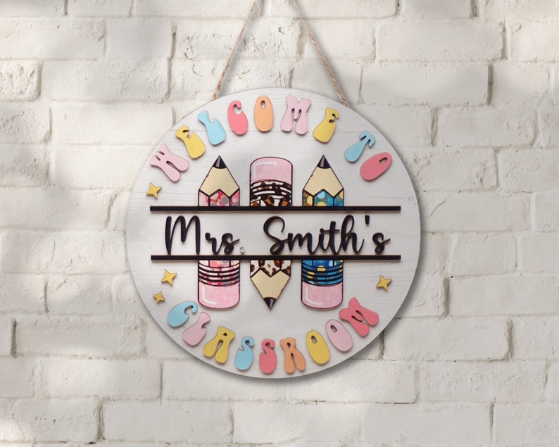 Personalized Teacher Name Sign, Multi-layer Teacher Name Sign, Pencil ...