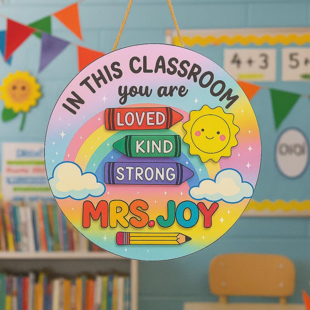 Personalized Teacher Door Sign – in This Classroom You Are Loved Kind ...