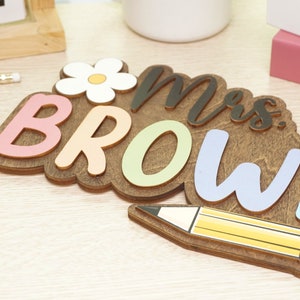 Custom 3D Teacher Door Sign, Personalised Name With Pencil Teacher Sign ...