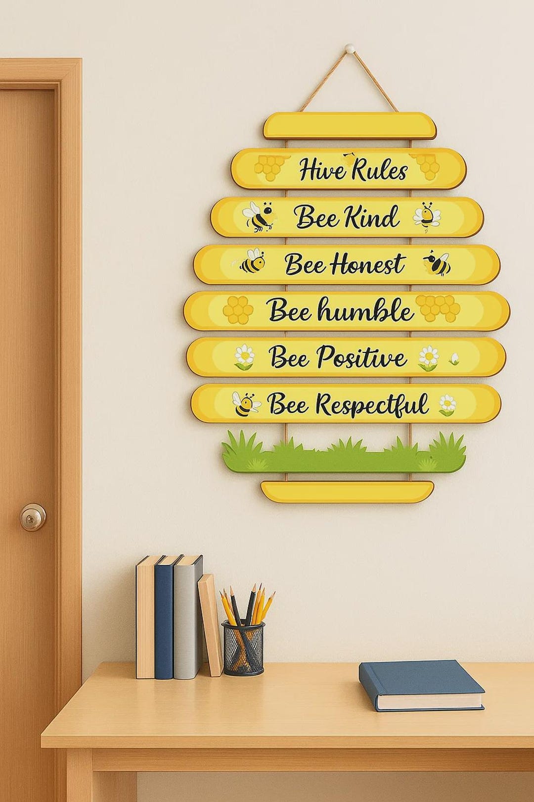 Bee Classroom Door Sign - Hive Rules Teacher Door Decor, Positive ...