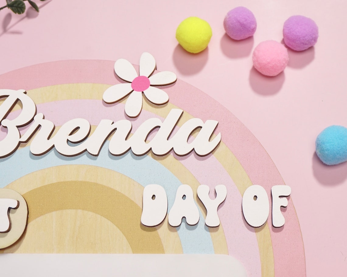 First Day & Last Day of School Sign Rainbow Shape Acrylic Reusable ...