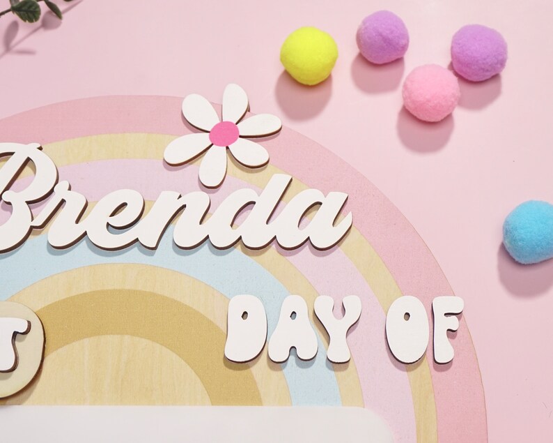 First Day & Last Day of School Sign Rainbow Shape Acrylic Reusable ...