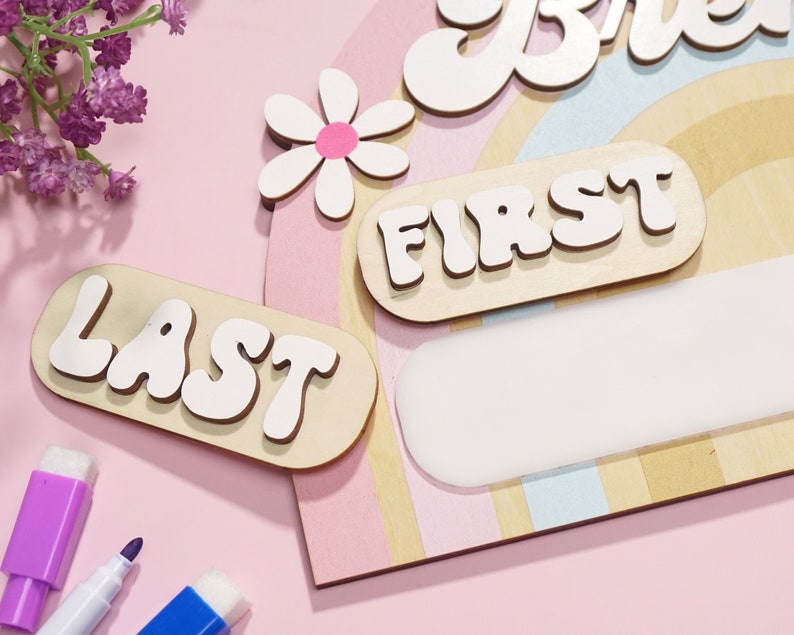 First Day & Last Day of School Sign Rainbow Shape Acrylic Reusable ...