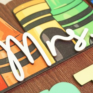 Personalized Teacher Door Sign, 3D Crayon Teacher Name Sign, Multi ...