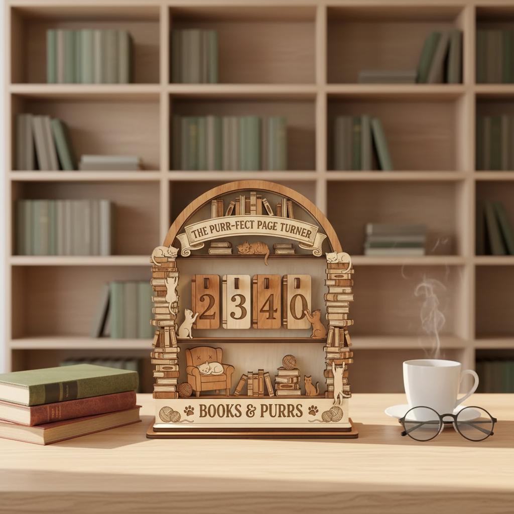 Personalized Wooden Book Tracker for Cat Lovers Custom Reading Goal ...